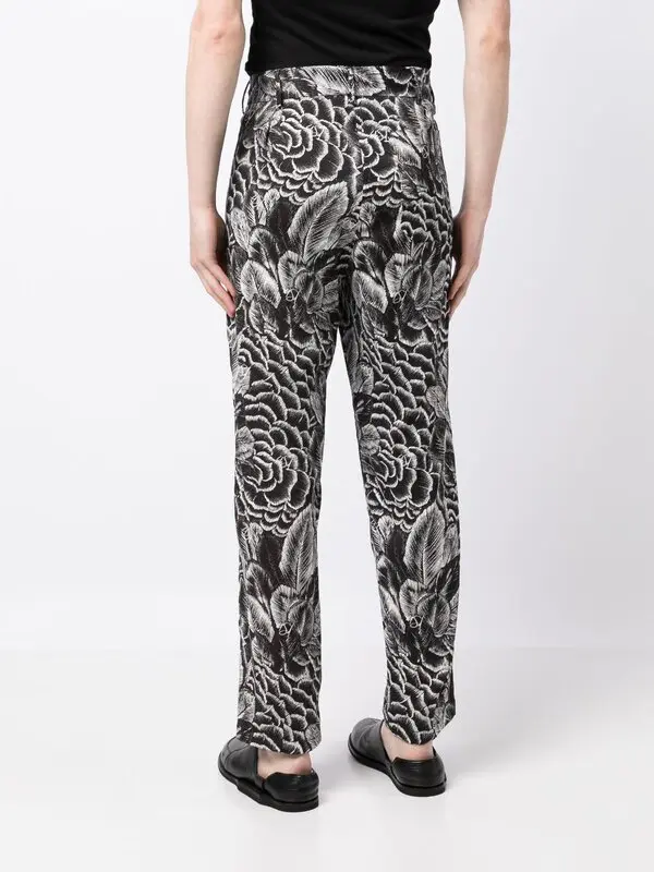4SDESIGNS Floral-print Slim-cut Trousers