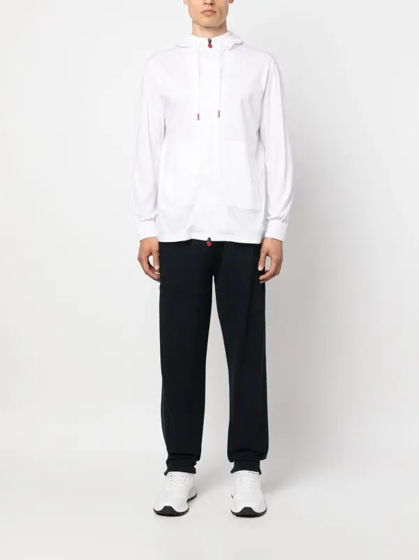 Kiton Zip-up Cotton Drawstring Hoodie - White