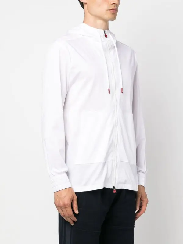 Kiton Zip-up Cotton Drawstring Hoodie - White