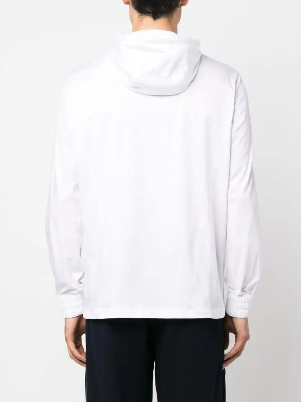 Kiton Zip-up Cotton Drawstring Hoodie - White