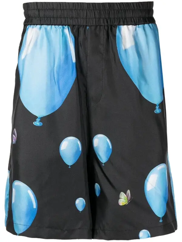 3.PARADIS Balloon-print Bermuda Shorts - Black