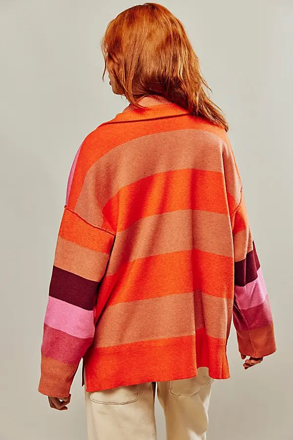 Free People Coastal Stripe Pullover - Aurora Combo