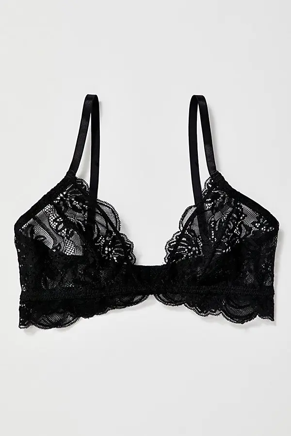 Free People Last Dance Lace Triangle Bralette - Black