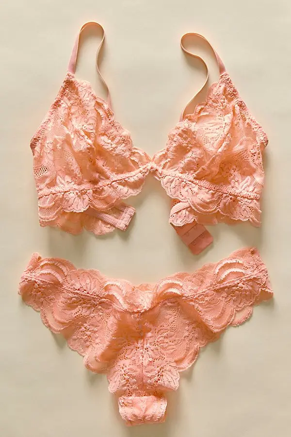 Free People Last Dance Lace Triangle Bralette - Spring Melon