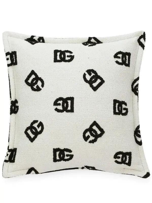 Dolce & Gabbana Logo-print Wool Cushion - Black