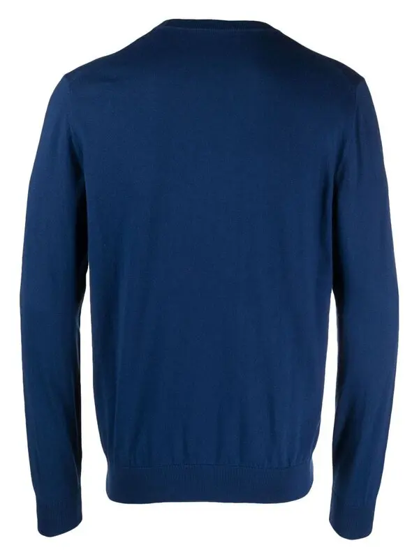 BALLANTYNE Geometric-print Fine-knit Jumper - Blue