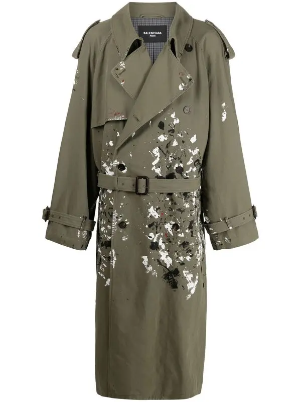 Balenciaga Artist Trench Coat In Green - 40% Off | Editorialist