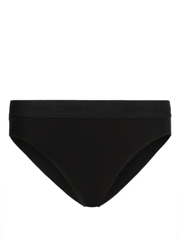 Natasha Zinko Embroidered-logo Cotton Briefs - Black