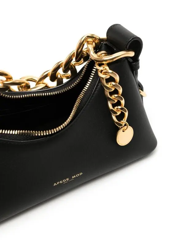 Apede Mod Chain-Detail Leather Shoulder Bag In Black - 50