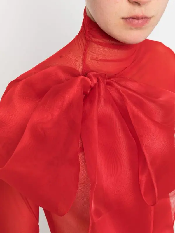ATU BODY COUTURE Semi-sheer Bodysuit With Bow Detail - Red