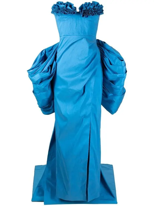 Rachel Gilbert Romy Bow-Detail Gown - Blue | Editorialist