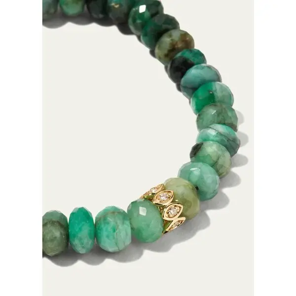 SYDNEY EVAN 8mm Natural Emerald Bracelet With Marquise Evil Eye Rondelle