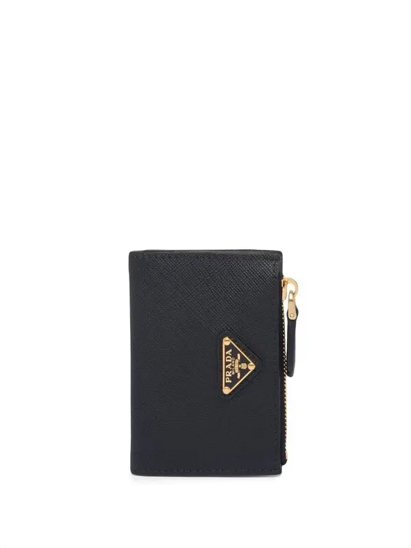Prada Leather Logo Plaque Card Holder - Black