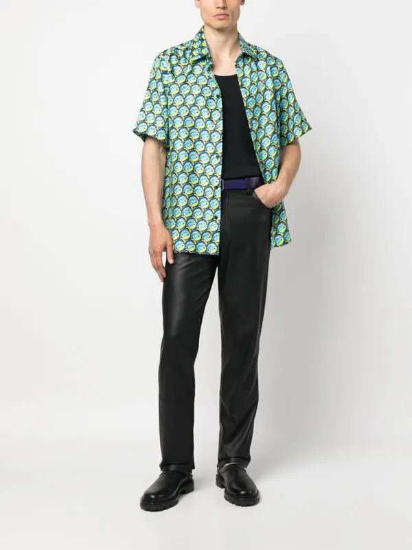 BOTTER Dolphin-print Silk Shirt - Blue