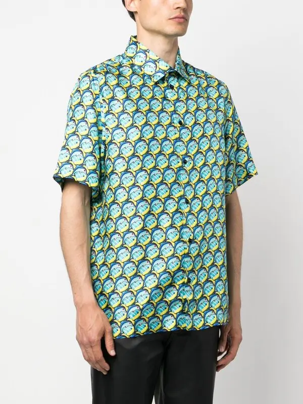 BOTTER Dolphin-print Silk Shirt - Blue
