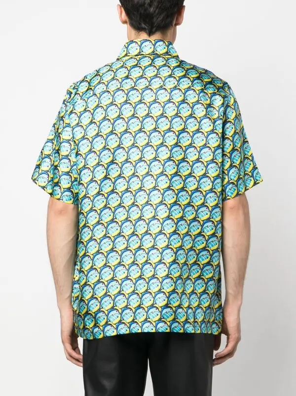 BOTTER Dolphin-print Silk Shirt - Blue