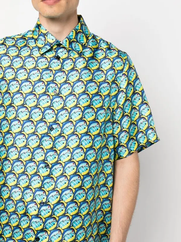 BOTTER Dolphin-print Silk Shirt - Blue