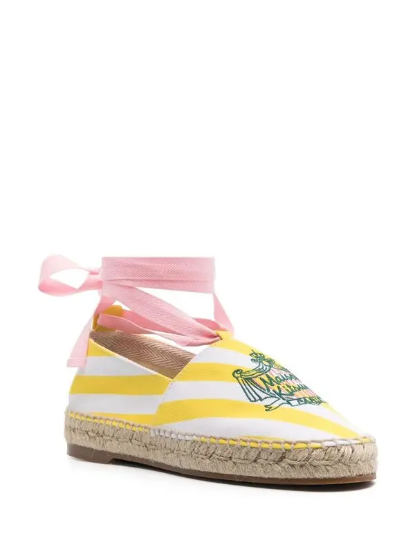 Maison Kitsuné Striped Lace-up Espadrilles