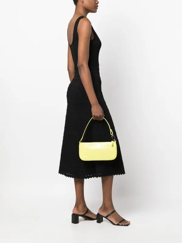 By Far Rachel Crocodile-Effect Shoulder Bag Green 25% Off