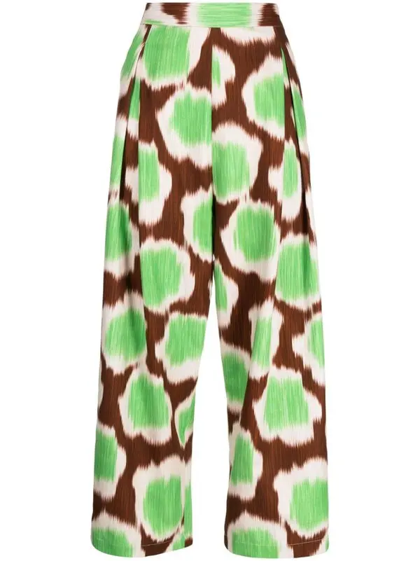 Biyan Straight-leg Graphic-print Trousers - Brown