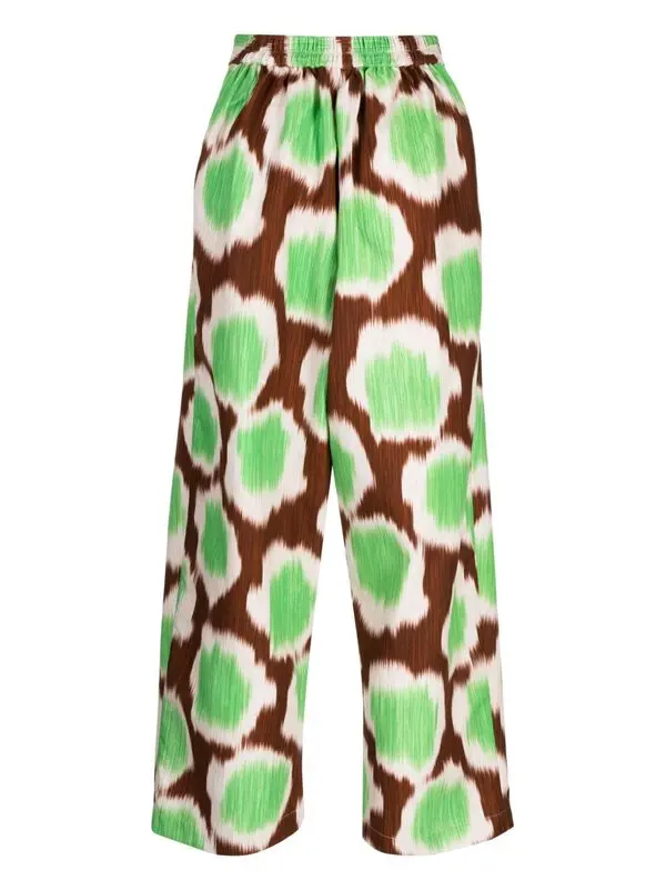 Biyan Straight-leg Graphic-print Trousers - Brown