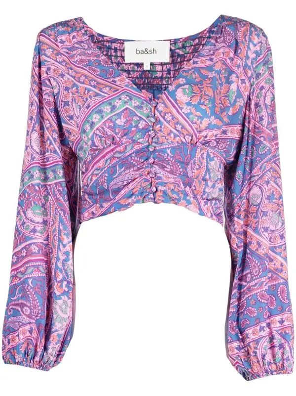 Ba&sh Finka Long-sleeve Crop Top