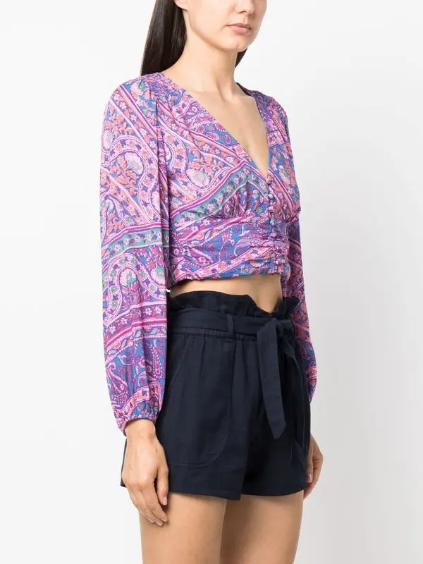 Ba&sh Finka Long-sleeve Crop Top