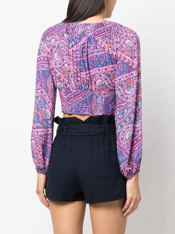 Ba&sh Finka Long-sleeve Crop Top
