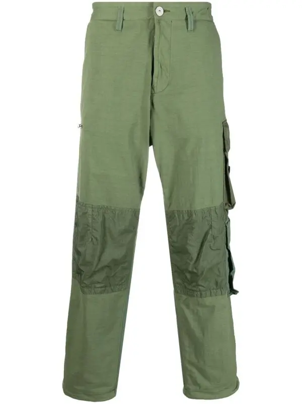 Stone Island Panelled Straight-leg Cargo Trousers - Green
