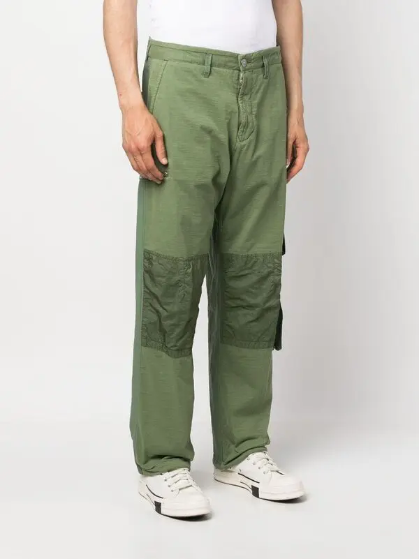 Stone Island Panelled Straight-leg Cargo Trousers - Green