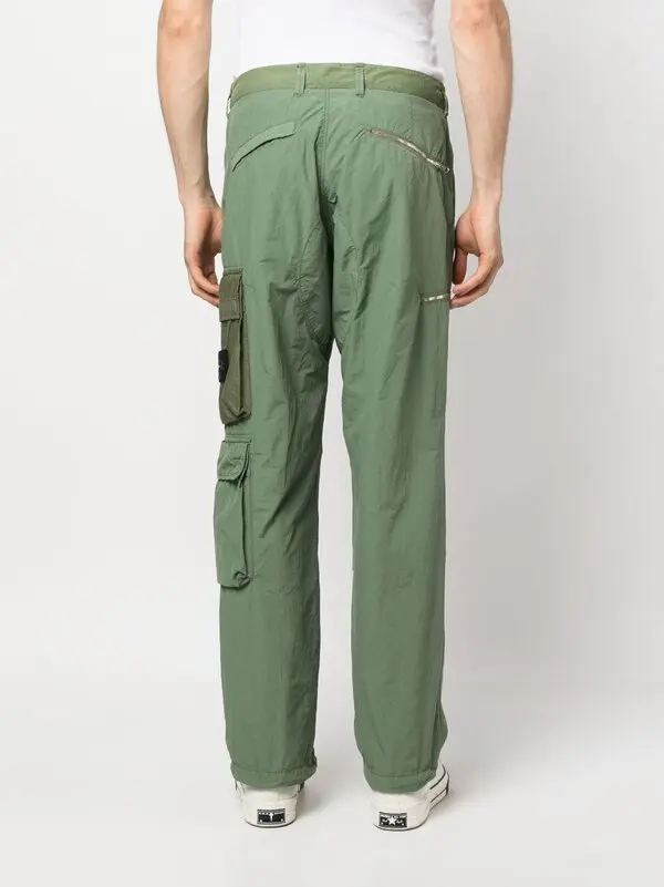 Stone Island Panelled Straight-leg Cargo Trousers - Green