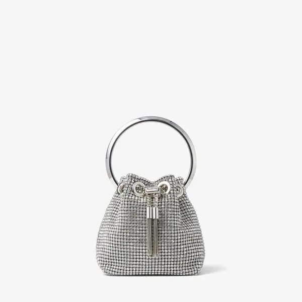 JIMMY CHOO Bon Bon Crystal Mesh Micro Bag - Silver