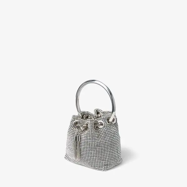 JIMMY CHOO Bon Bon Crystal Mesh Micro Bag - Silver