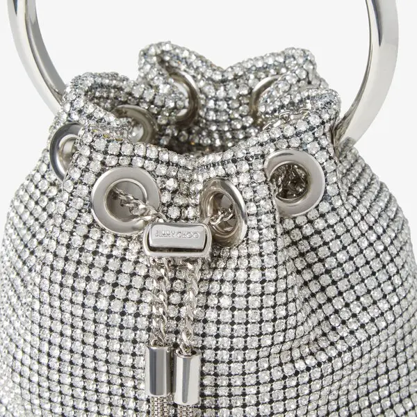 JIMMY CHOO Bon Bon Crystal Mesh Micro Bag - Silver