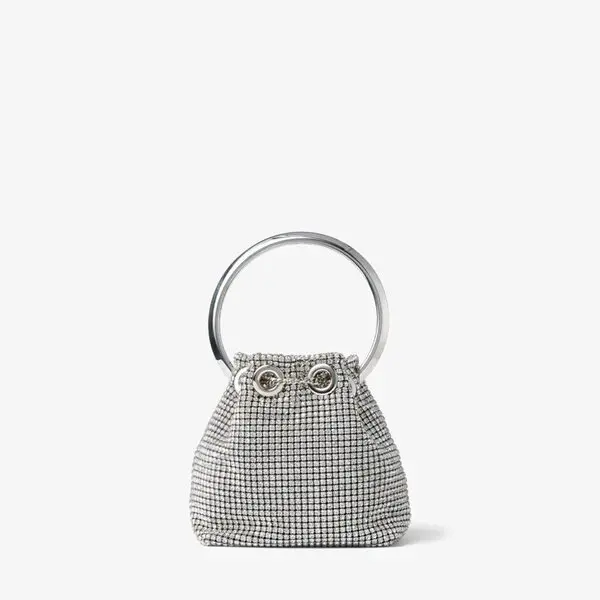 JIMMY CHOO Bon Bon Crystal Mesh Micro Bag - Silver