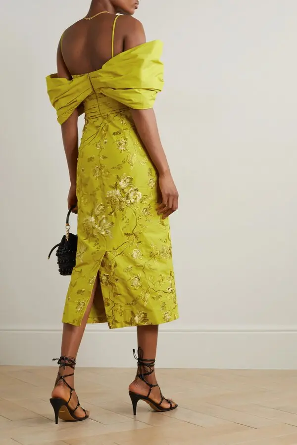 Erdem Evora Draped Taffeta And Embroidered Cotton-faille Dress
