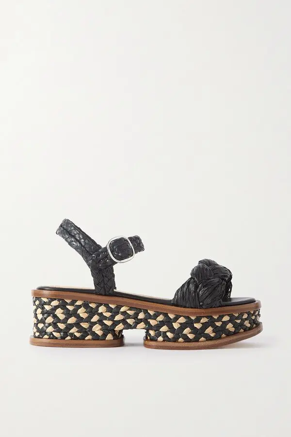 Gabriela Hearst Michael Braided Raffia Sandals - Black