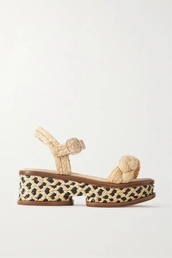 Gabriela Hearst Michael Braided Raffia Sandals - Cream
