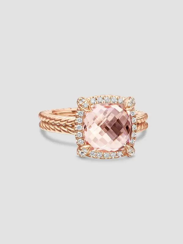 David Yurman Chatelaine Pavé Bezel Ring In 18k Rose Gold With And Diamonds