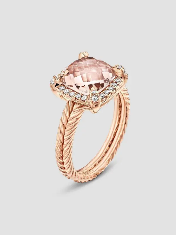David Yurman Chatelaine Pavé Bezel Ring In 18k Rose Gold With And Diamonds