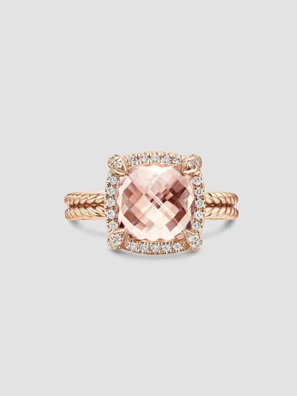 David Yurman Chatelaine Pavé Bezel Ring In 18k Rose Gold With And Diamonds