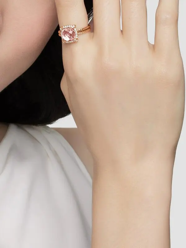 David Yurman Chatelaine Pavé Bezel Ring In 18k Rose Gold With And Diamonds