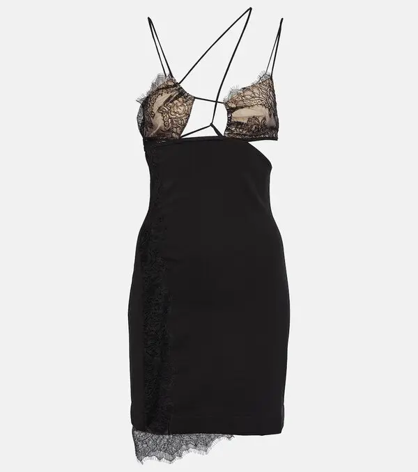 NENSI DOJAKA Lace-trimmed Minidress - Black