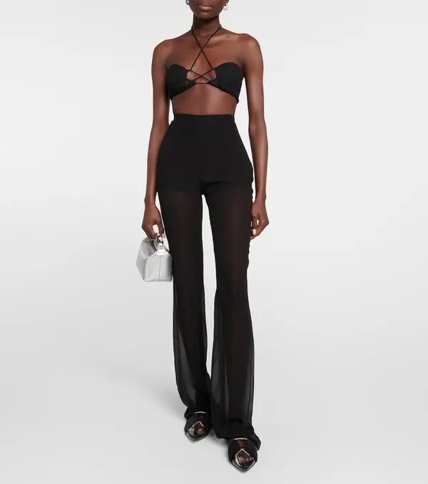 NENSI DOJAKA Tulle-trimmed Wool Bustier - Black