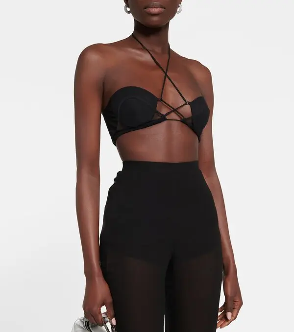 NENSI DOJAKA Tulle-trimmed Wool Bustier - Black