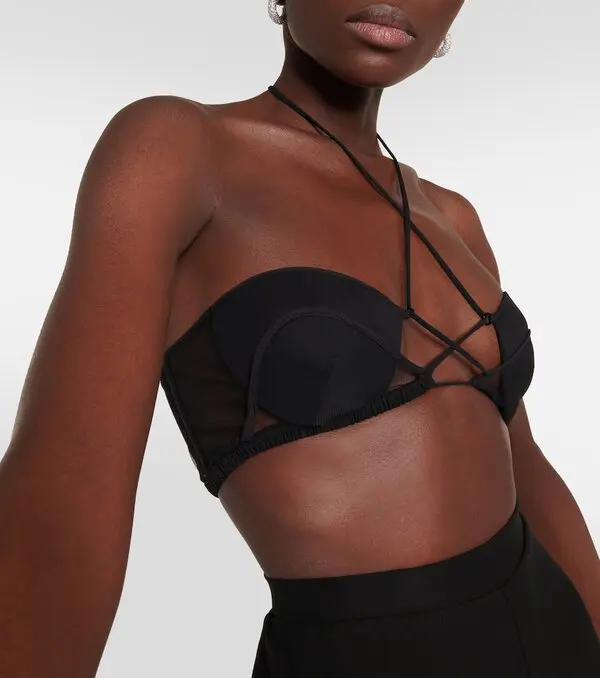 NENSI DOJAKA Tulle-trimmed Wool Bustier - Black