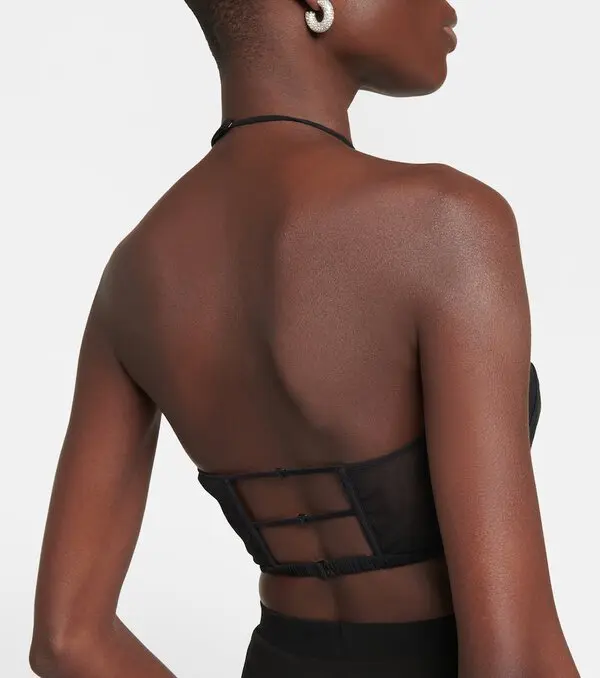 NENSI DOJAKA Tulle-trimmed Wool Bustier - Black