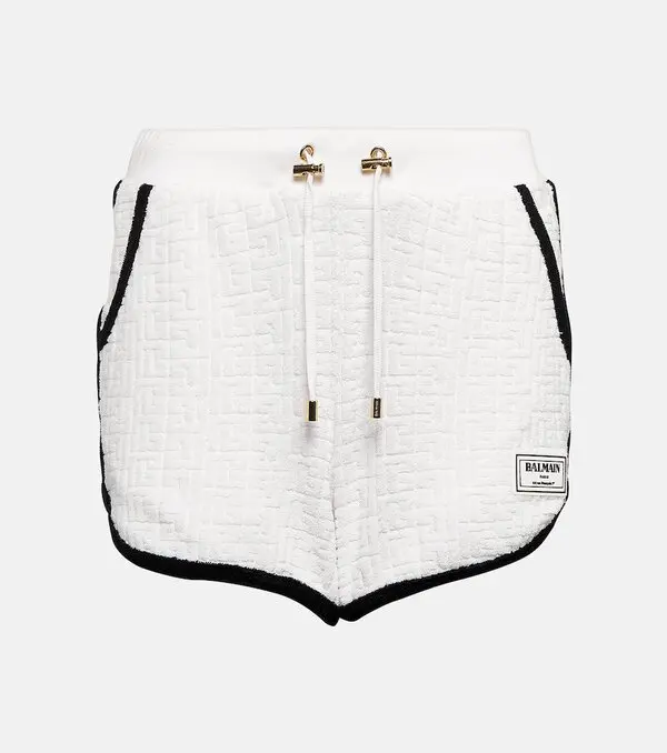 Balmain Monogram Cotton-blend Shorts - White