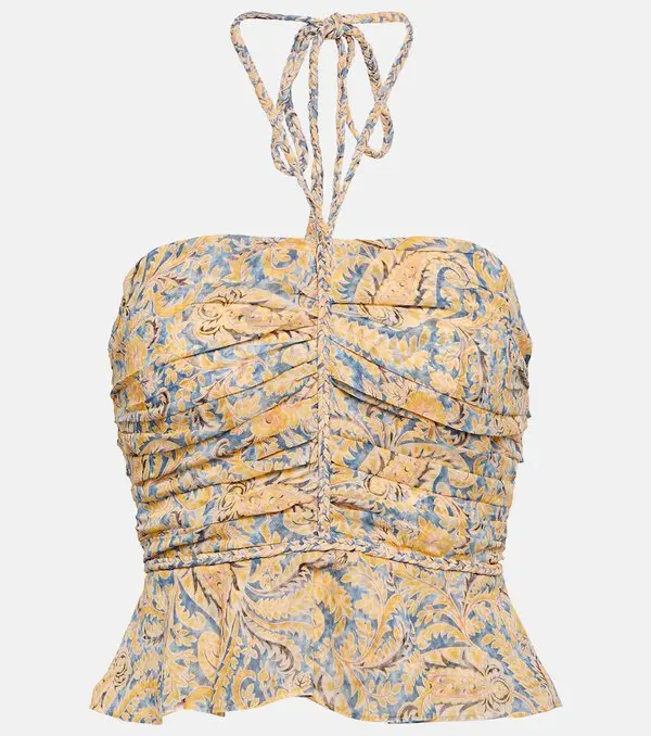 Veronica Beard Paisley Halter-neck Silk Top