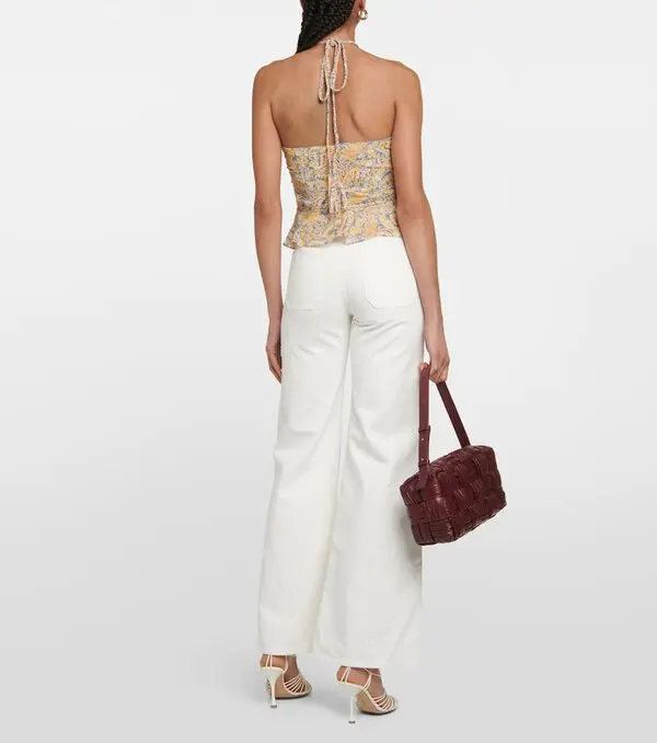 Veronica Beard Paisley Halter-neck Silk Top